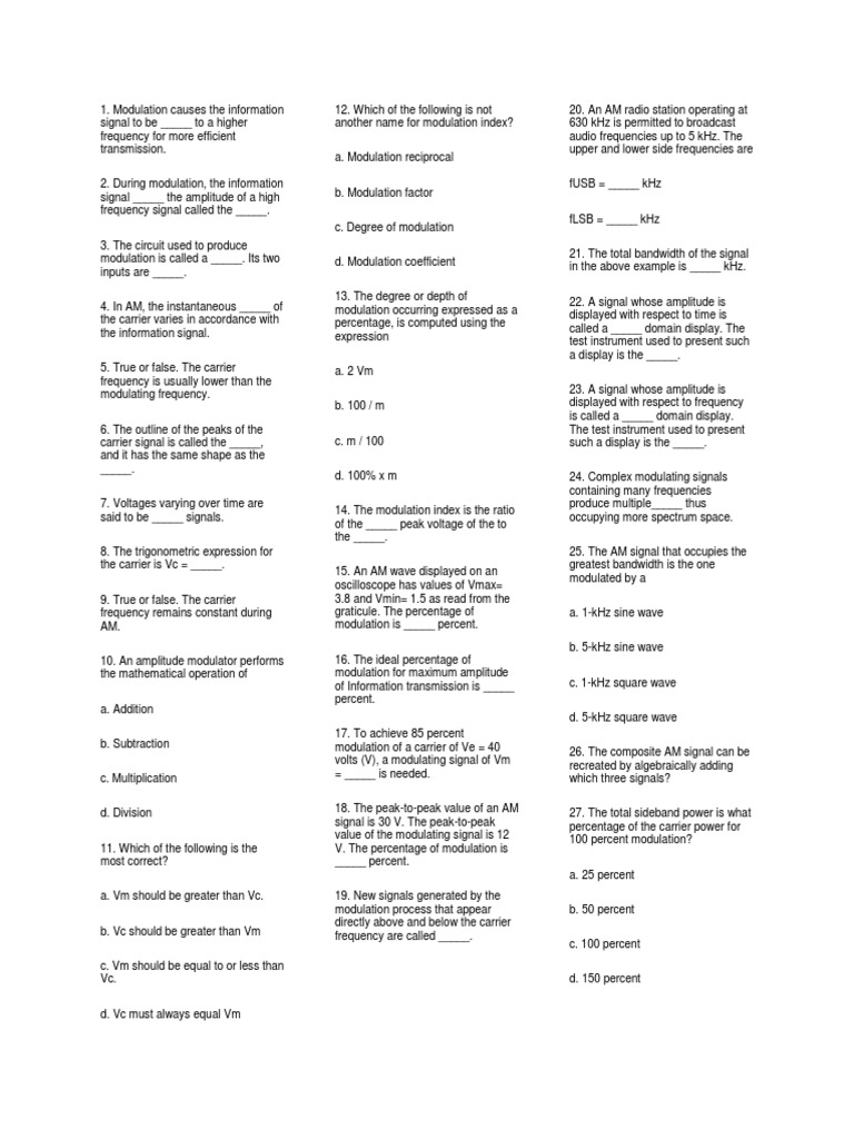 Principle of Communication Questions | PDF | Modulation | Transmitter