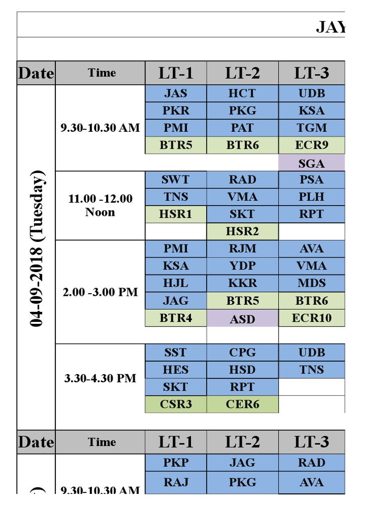 Duty Chart t1 Sep2018 | PDF