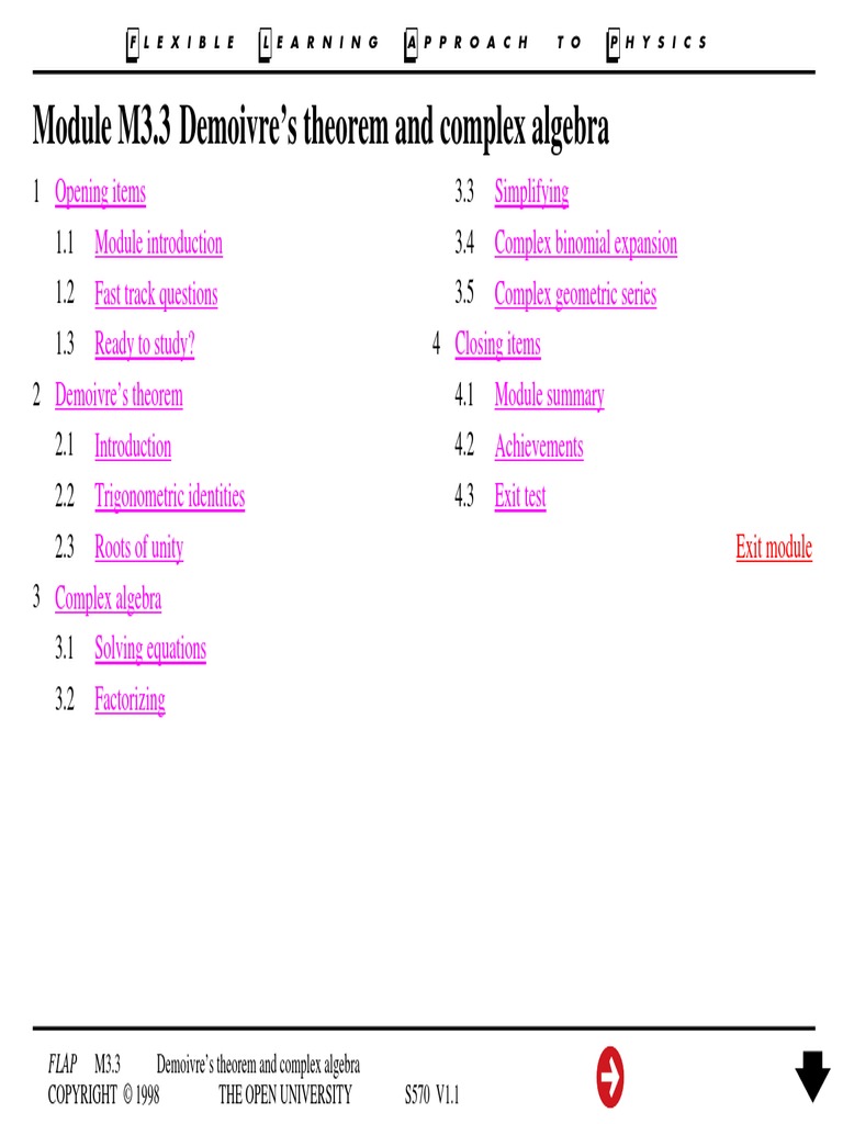 Module M3.3 Demoivre's Theorem and Complex Algebra | Download Free PDF | Complex Number ...