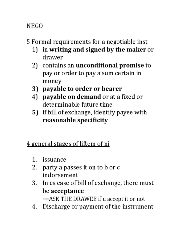 3) Payable To Order or Bearer 5) If Bill of Exchange, Identify Payee ...
