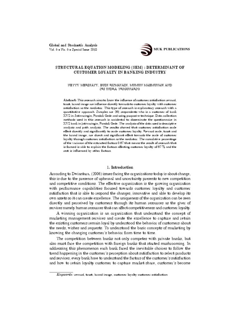Structural Equation Modeling Sem Determinant Of Customer Loyalty In Banking Industry Netty