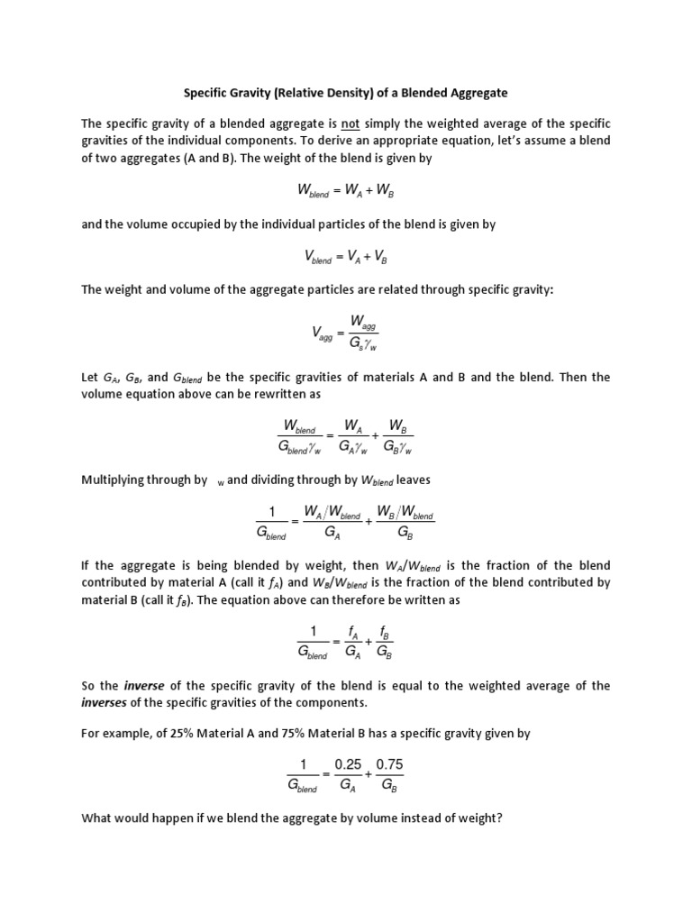 Specific Gravity of Blended Aggregates | PDF | Mathematical Physics ...