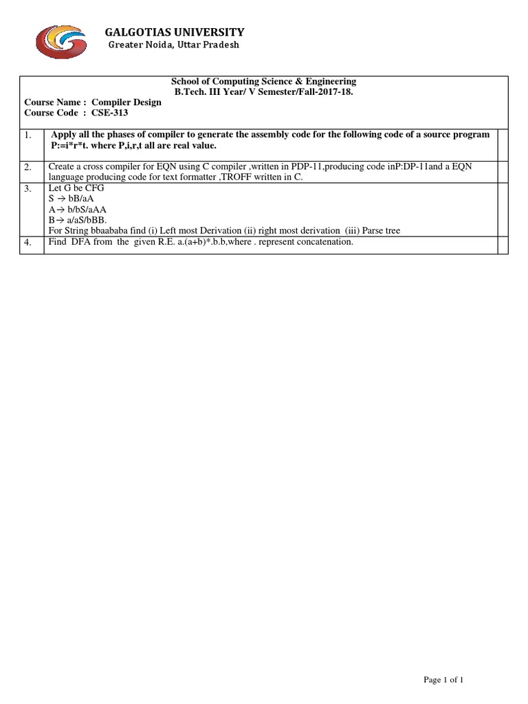 Assignment 1 Cse313 Compiler Design Pdf