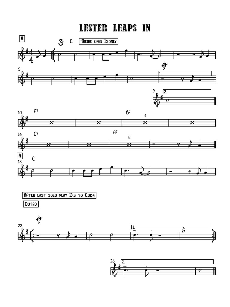 Lester Leaps in BB | PDF | Musical Forms | Music Theory