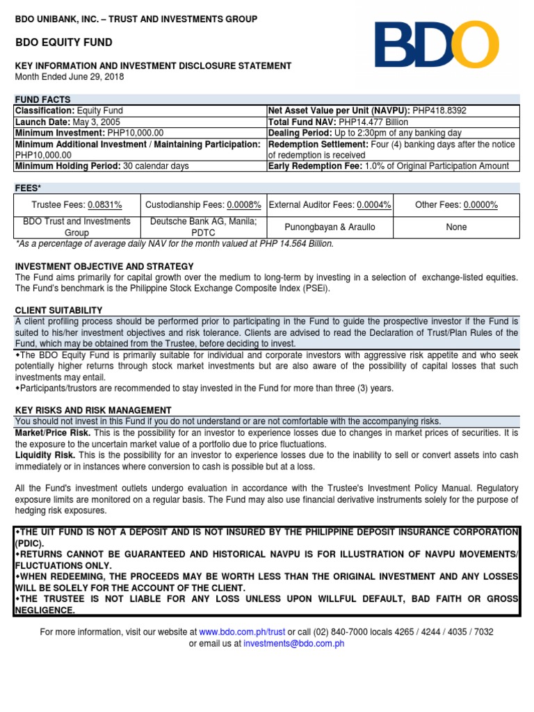 BDO Equity Fund | PDF | Investing | Stocks