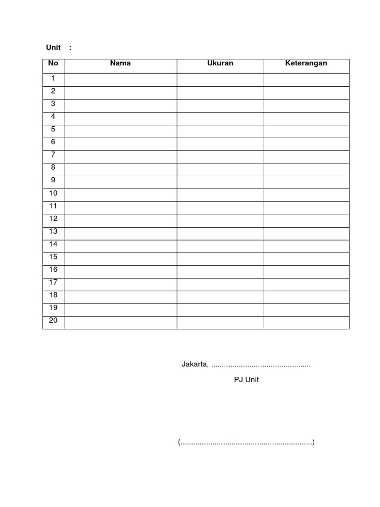 Form Ukuran Baju | PDF