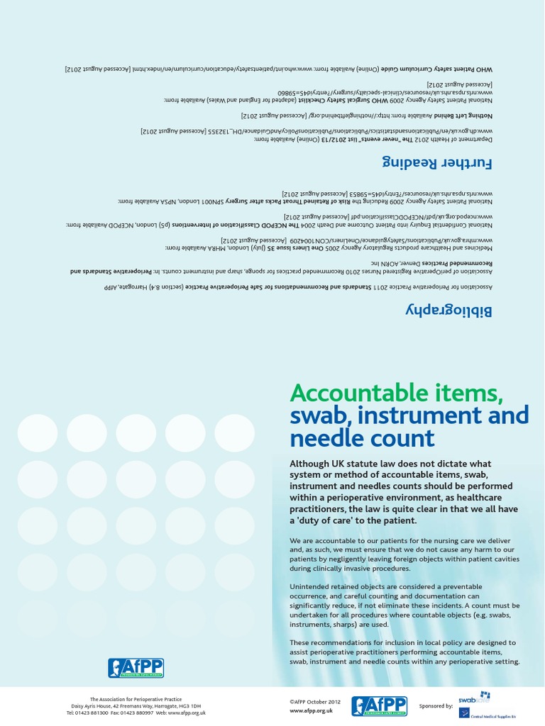 1swab Count Poster Oct 2012 A2 Final | PDF | Surgery | Medical Specialties