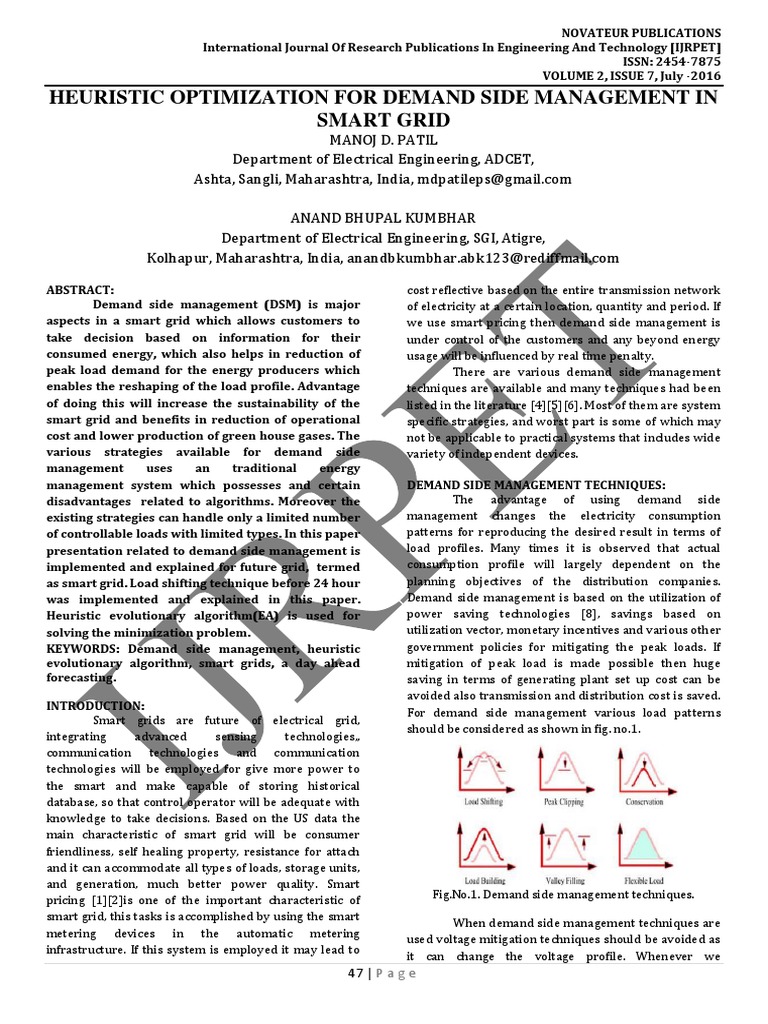 Heuristic Optimization For Demand Side Management in Smart Grid | PDF | Smart Grid | Electrical Grid
