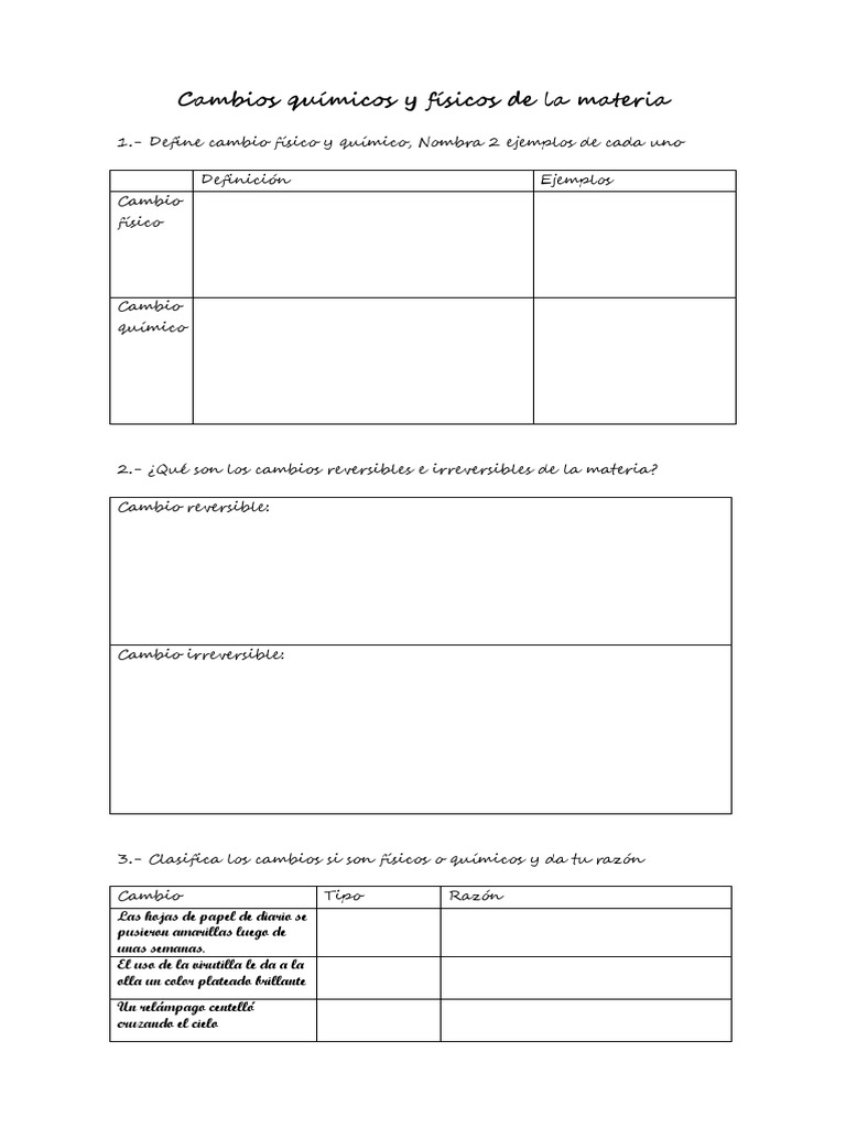 Cambios Químicos y Físicos de La Materia | PDF