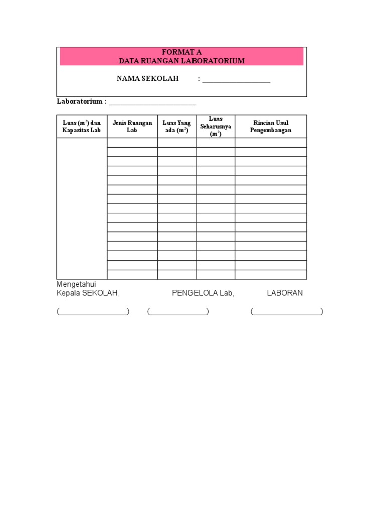 Format Label dan Daftar Laboratorium | PDF