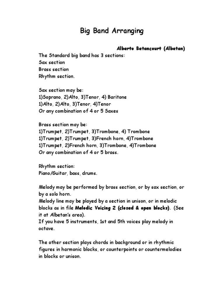 Big Band Arranging | PDF | Saxophone | Clef