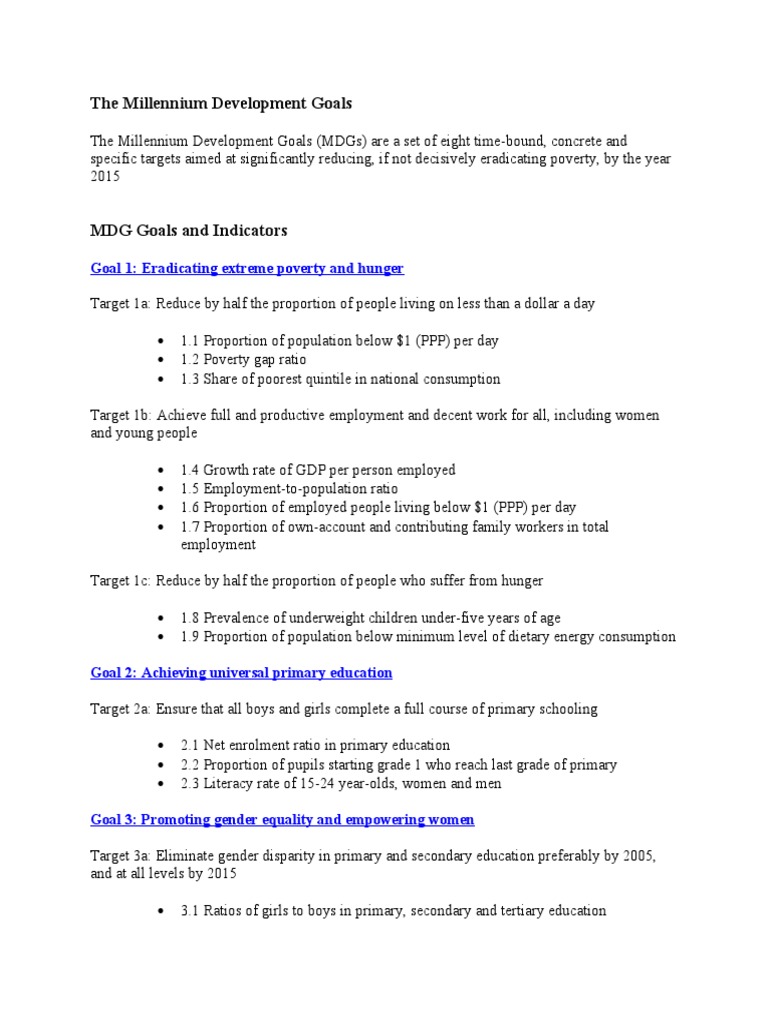 The Millennium Development Goals | PDF | Official Development ...