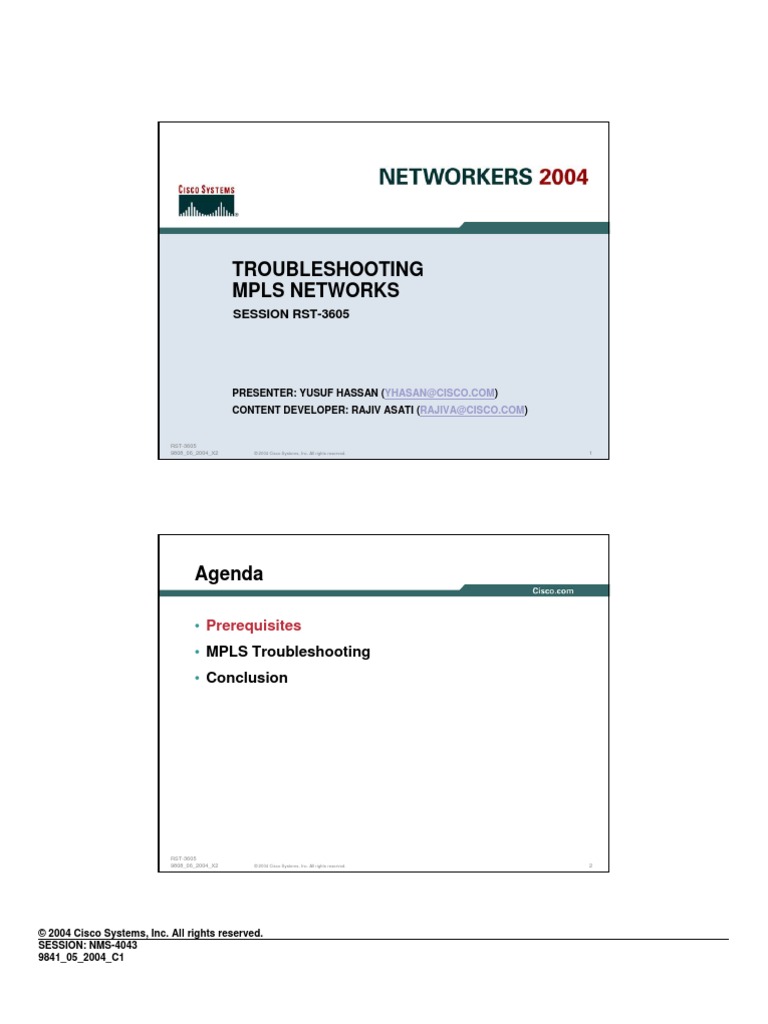 Troubleshooting Mpls Networks: Session Rst-3605 | PDF | Multiprotocol ...