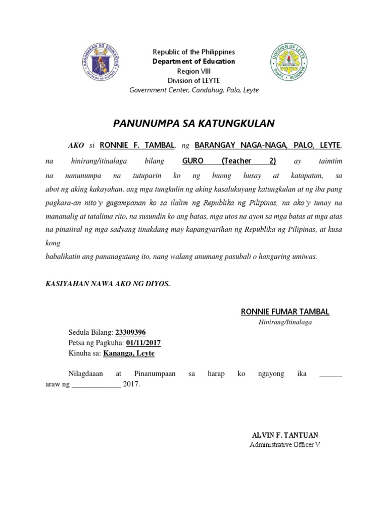 Panunumpa Sa Katungkulan | PDF