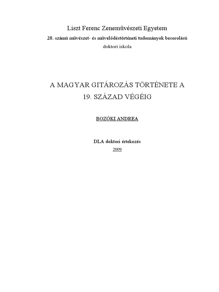 Bozoki Andrea Magyar Gitar Tortenet 19 SZ | PDF
