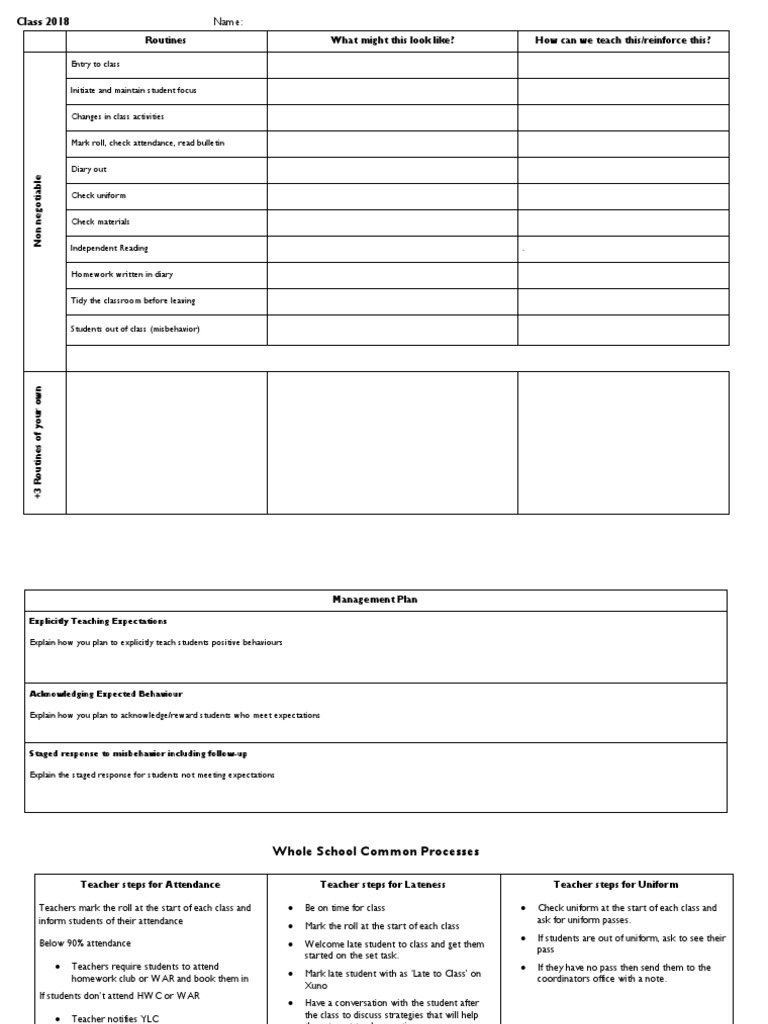 class plan template 2018-converted | Teachers | Teaching
