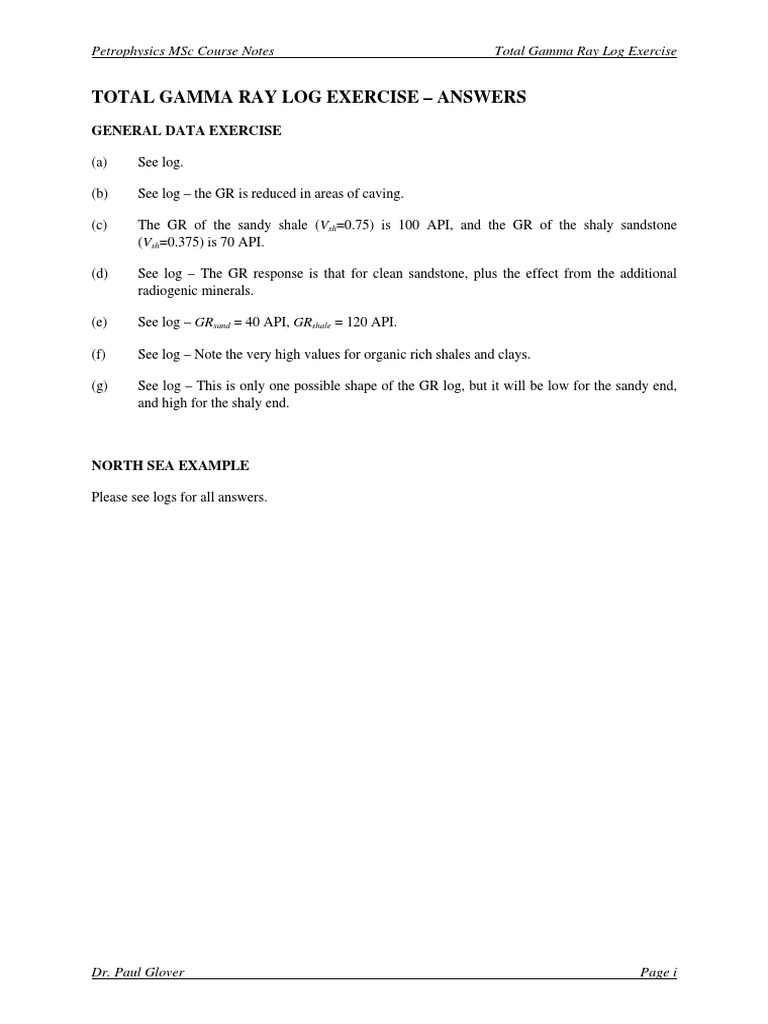 Exercise-Total Gamma-A - Decrypted PDF | PDF | Shale | Sedimentology