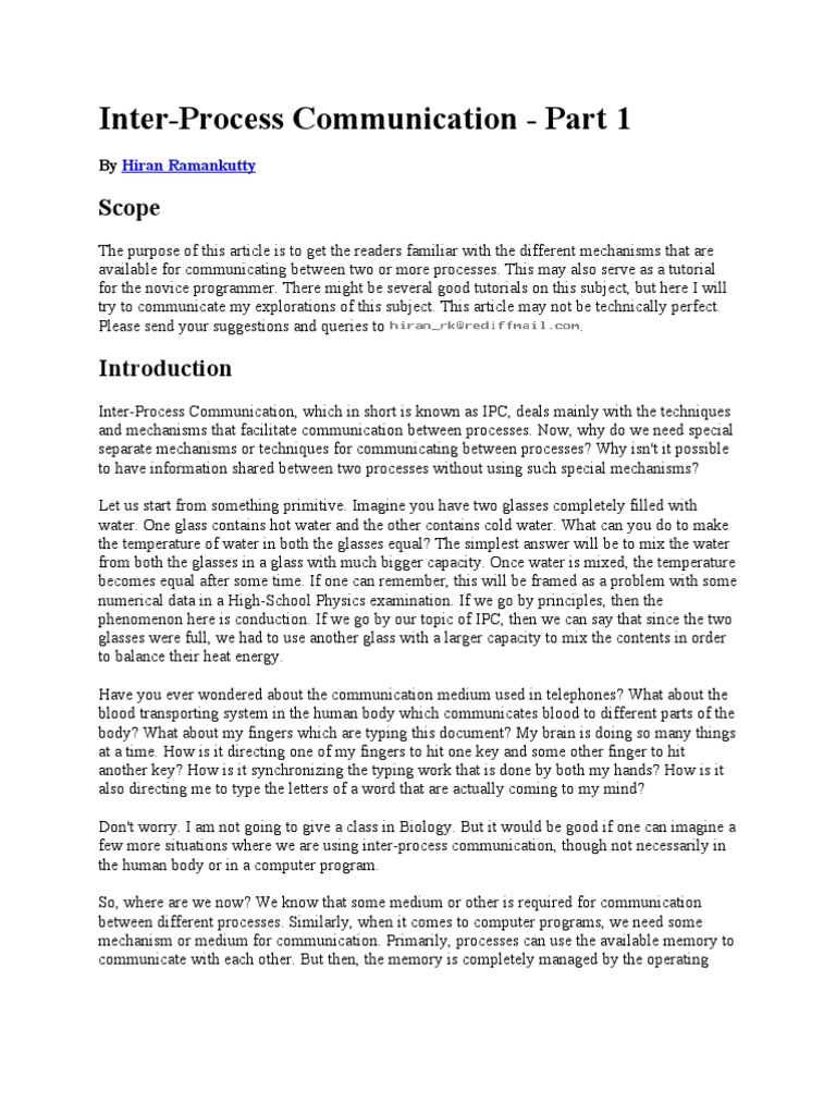 Inter-Process Communication - Part 1: Scope | PDF | Computer Data Storage | Kernel (Operating ...