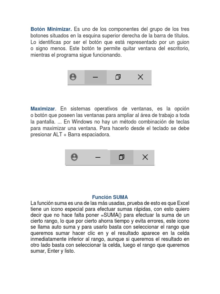 Funciones de Minimizar, Maximizar, Promedio y Suma. | PDF