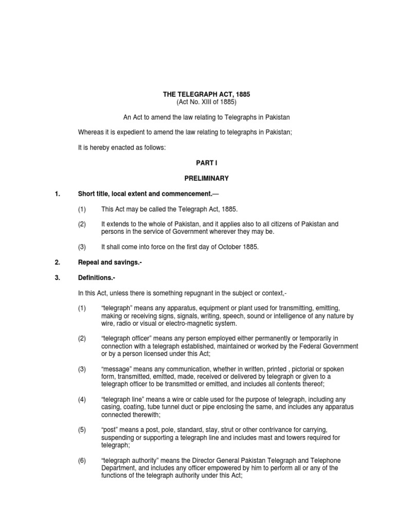 Indian Telegraph Act 1885 | PDF | Fine (Penalty) | Property