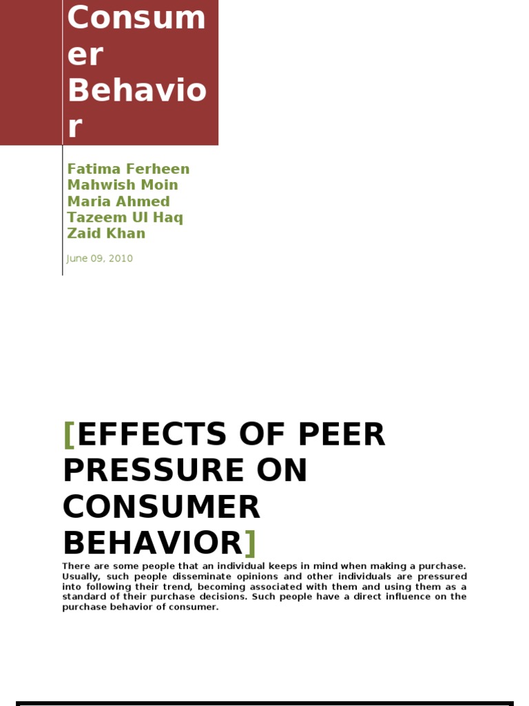 Final Report - Peer Pressure On Consumer Behavior | PDF | Consumer ...