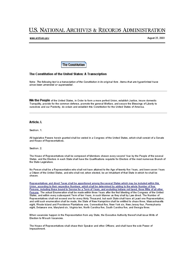 Constitution | PDF | U.S. State | Article Two Of The United States ...