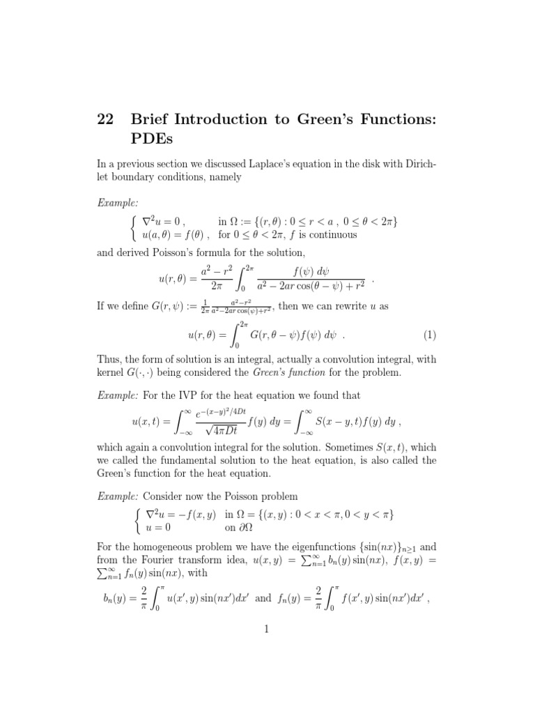 Greens Function Greens Function Partial Differential Equation