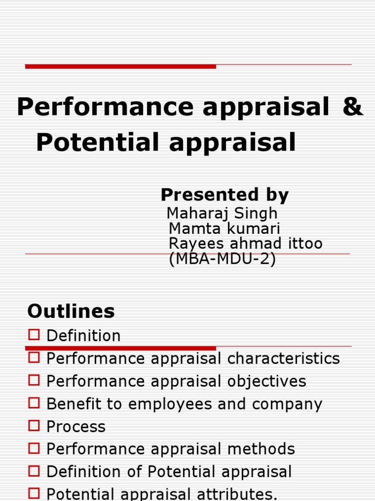 Performance Appraisal & Potential Appraisal: Presented by | PDF ...