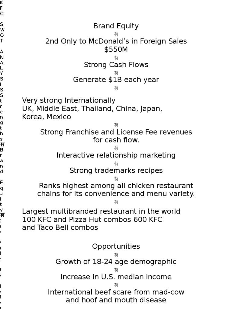 KFC SWOT Analysis and Market Insights | PDF | Business | Market (Economics)