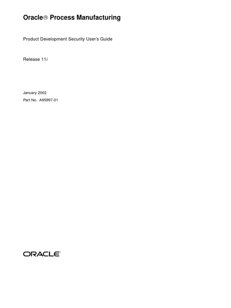 Oracle Process Manufacturing Product Development Security User S Guide Download Free Pdf