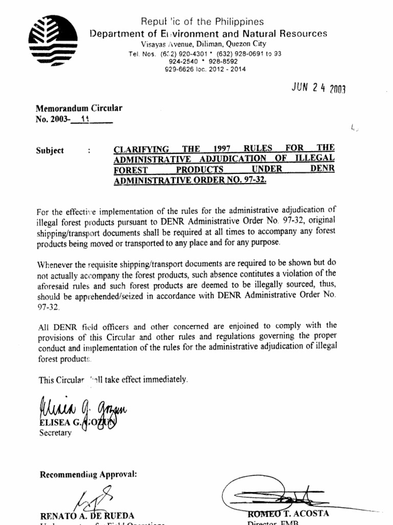 DENR MC No. 2003-11 | PDF