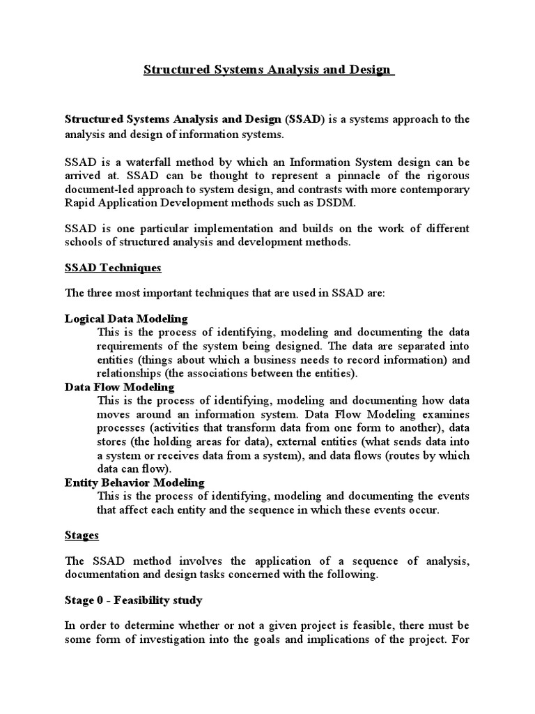 Structured Systems Analysis and Design Method | PDF | Nature ...