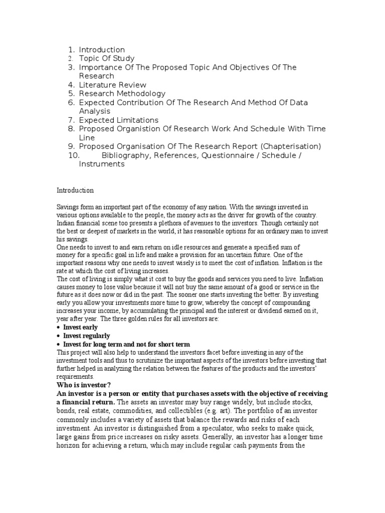 Research Synopsis Format | Investor | Bonds (Finance)