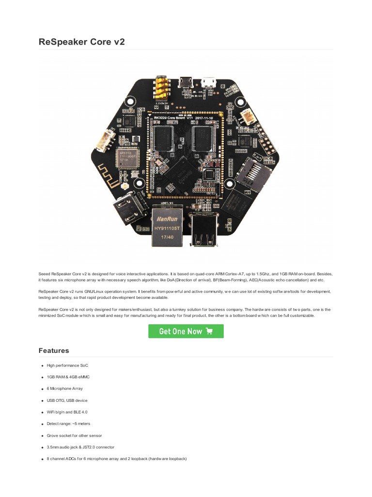 ReSpeaker Core v2 | PDF | Usb | Secure Digital