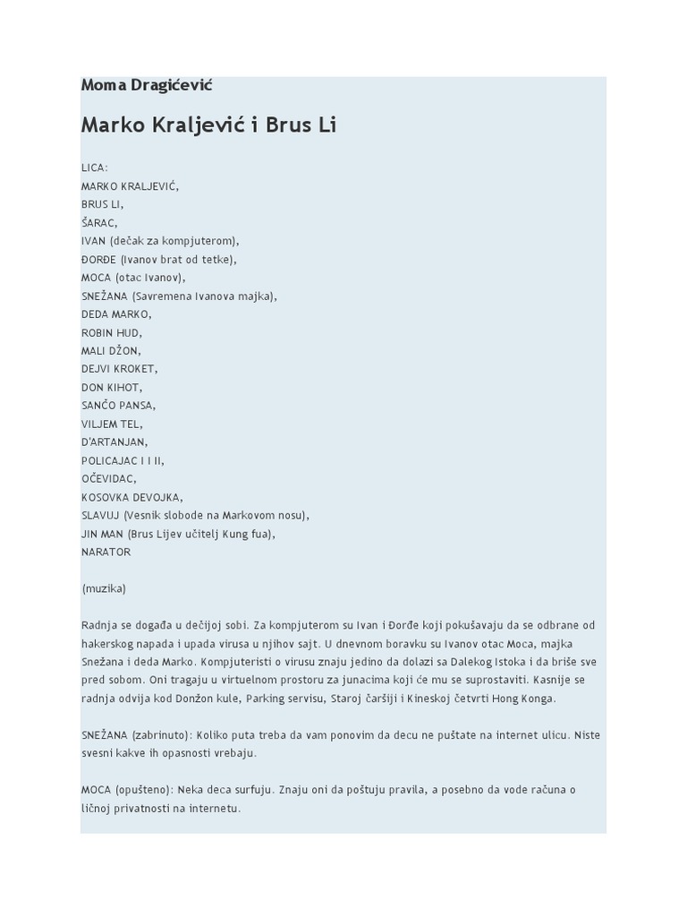 Marko I Brus Li | PDF