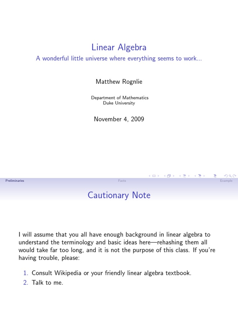 Linear Algebra Talk | PDF | Determinant | Matrix (Mathematics)