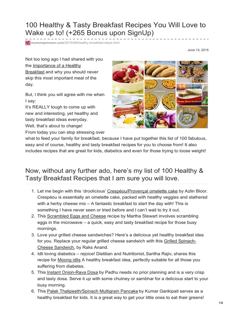 Healthy Breakfast Ideas for Families | PDF | Pancake | Breads