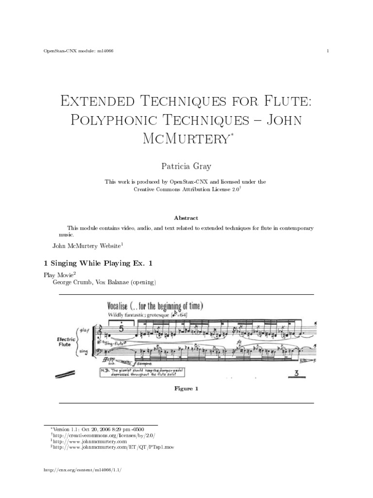 Extended Techniques For Flute Polyphonic Techniques | PDF | Singing ...