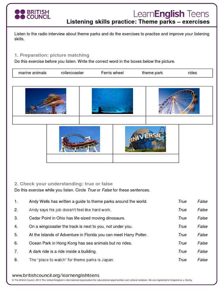 Theme Parks - Exercises 2 | PDF | Language Arts & Discipline | Home ...