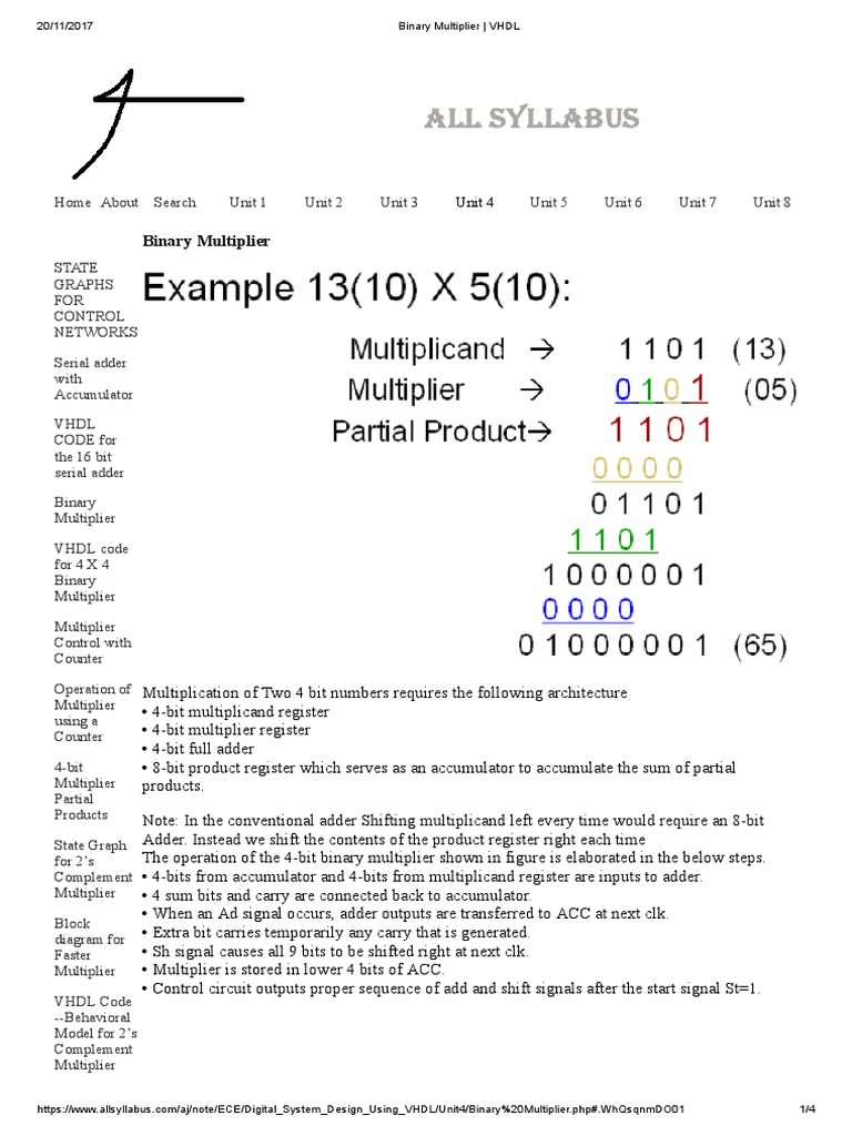 Binary Multiplier - VHDL | PDF | Multiplication | Electronics