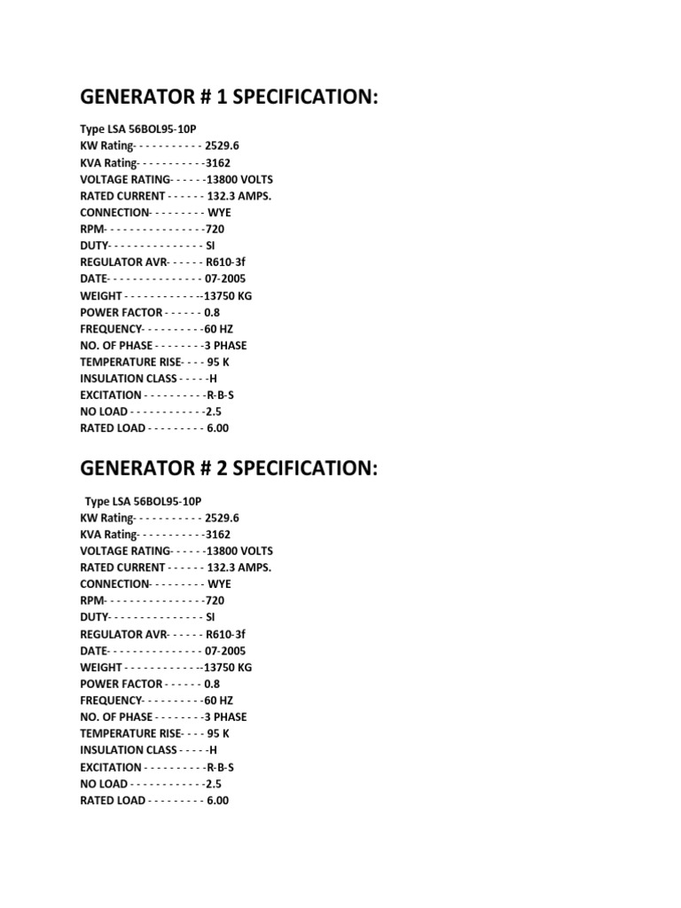 Equipment Specification | Download Free PDF | Transformer | Electrical ...