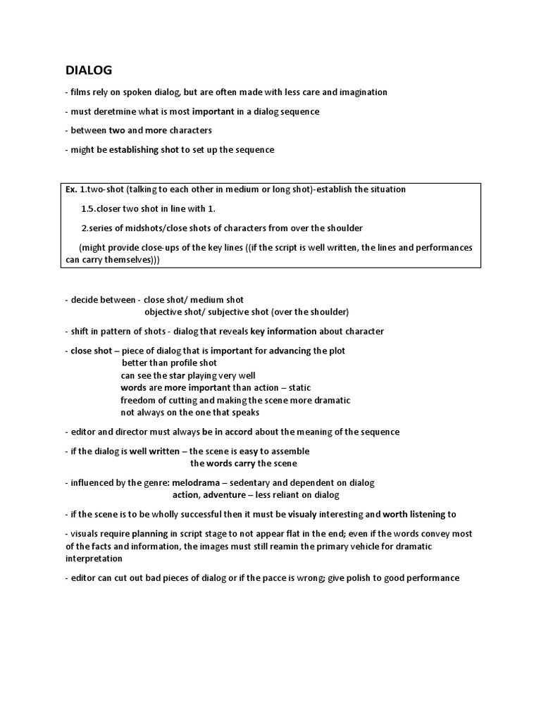 Analyzing Effective Uses of Dialogue in Film through Examples of ...