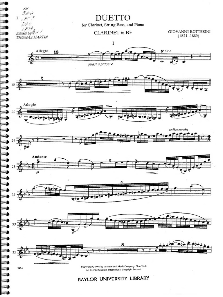 Duetto For Clarinet and Double Bass Clarinet PDF | PDF