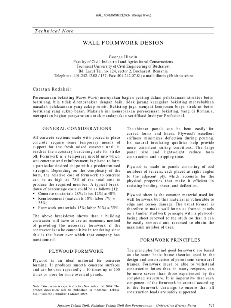 Wall Form Work Design | PDF | Bending | Beam (Structure)