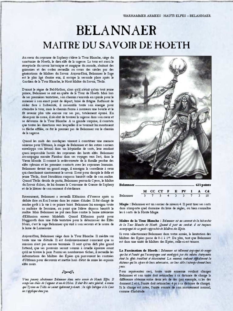 WFB6.Hauts Elfes - Belannaer.par Warfo | PDF | Fantaisie | Loisirs