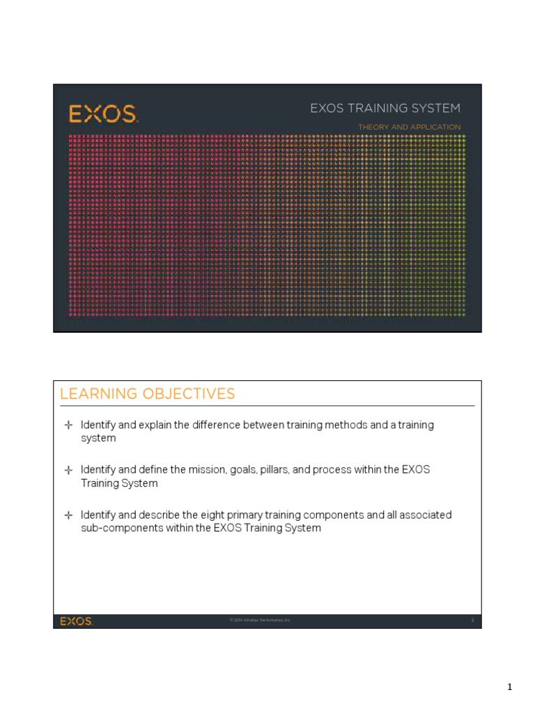 Learning Objectives: Exos Training System | PDF | Weight Training ...