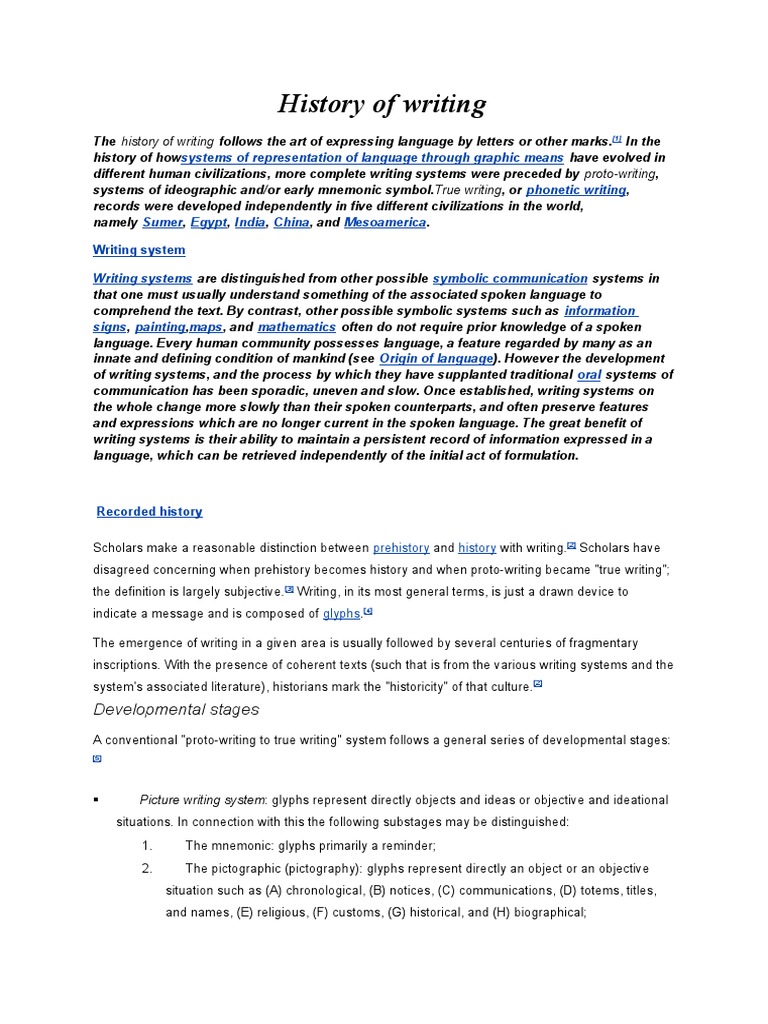History of Writing | PDF | Writing | Alphabet