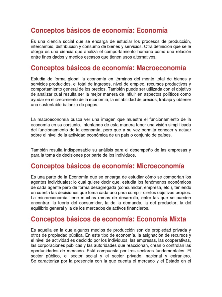 Conceptos Básicos de Economía | PDF | Microeconomía | Mercado (economía)