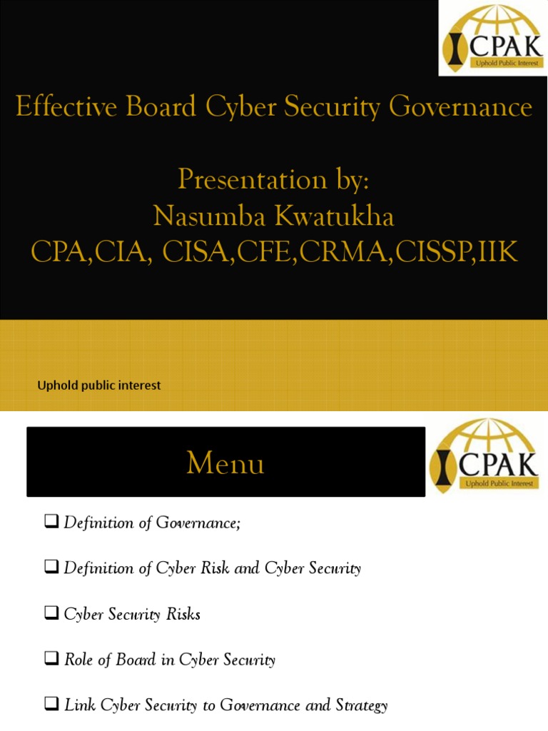 Effective Cybersecurity Governance: The Critical Role of the Board in Managing Cyber Risks | PDF ...