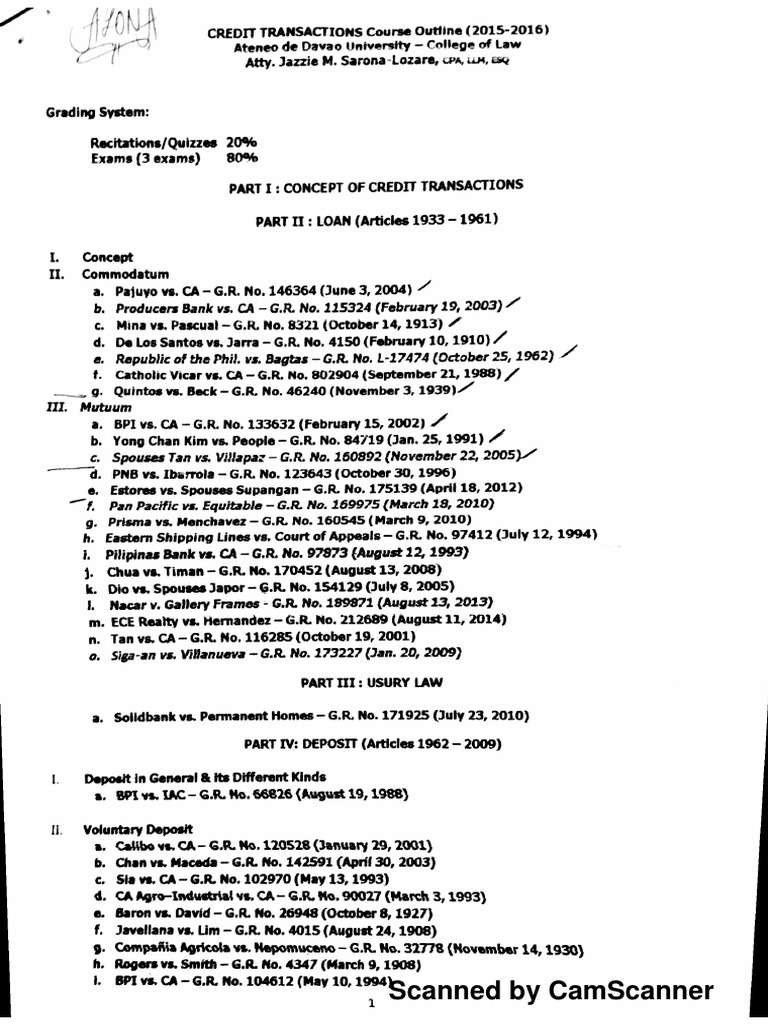 Cred Trans Outline | PDF